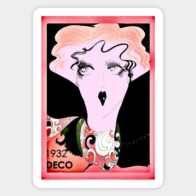 1932 ART DECO DOLLY POSTER - Modern - Sticker | TeePublic